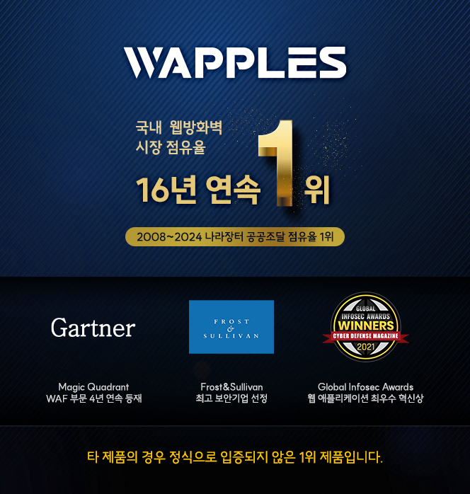 [뉴스레터 9월호] WAPPLES, 16년 연속 국내 웹방화벽 시장점유율 1위
